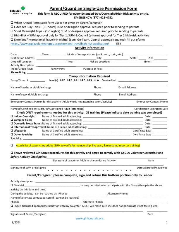 Girl Scout Registration Form 2023 - Printable Forms Free Online